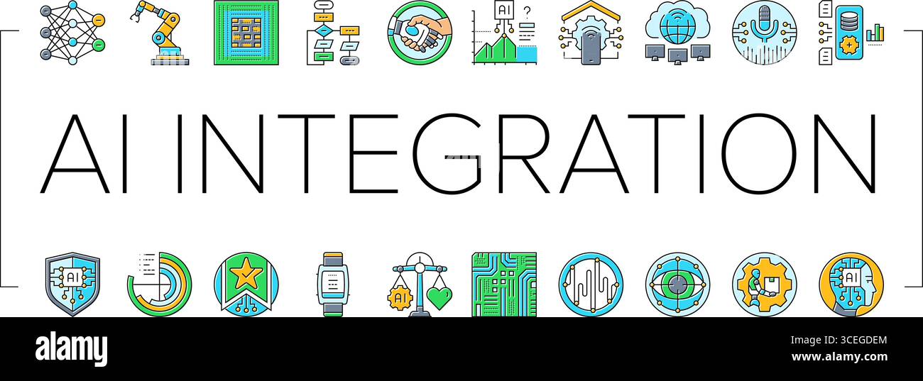 Ai integration automation icons hi-res stock photography and images - Alamy