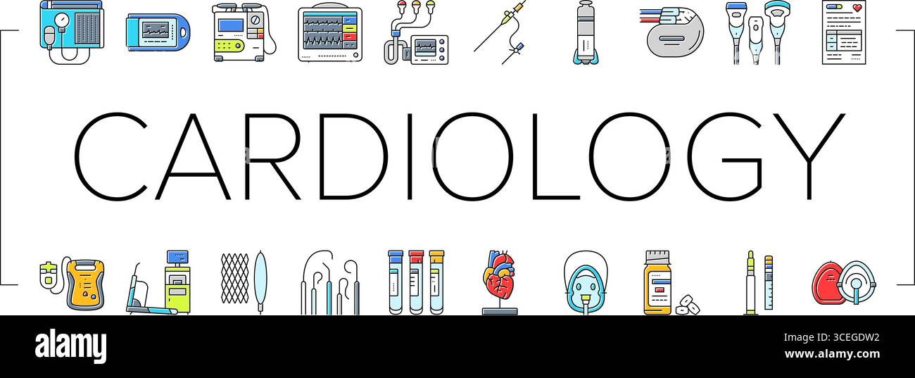 cardiology accessories ecg icons set vector Stock Vector Image & Art ...