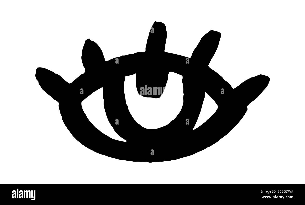 Hand drawn eye in simple doodle style . Open black eye doodle with bold ...