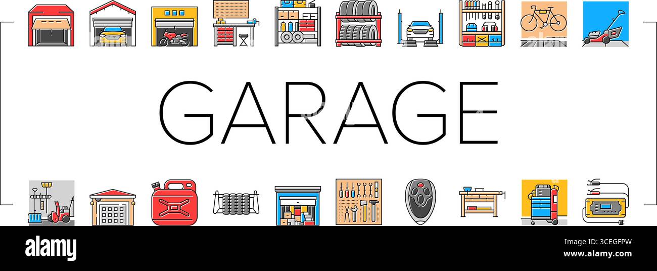 Garage storage workshop icons hi-res stock photography and images - Alamy