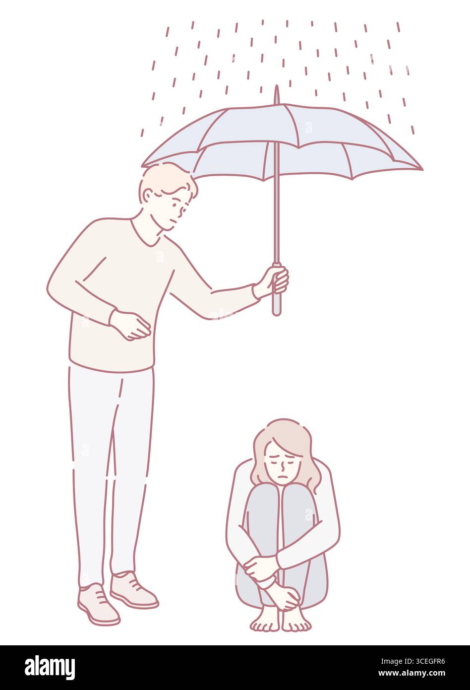 An illustration of a nurturing figure shielding a vulnerable person ...