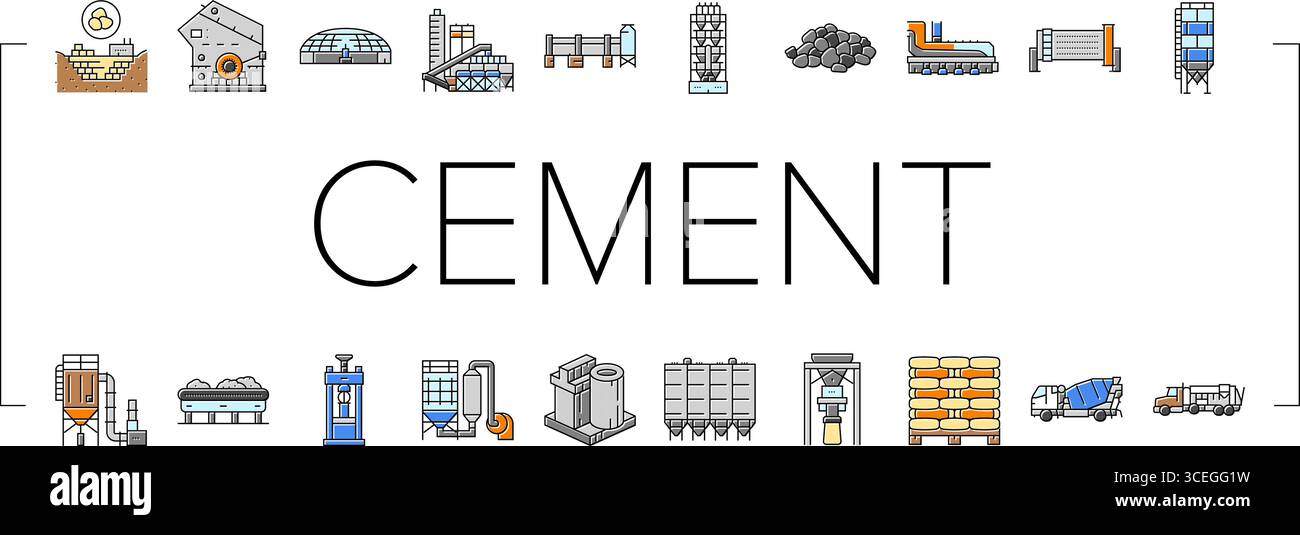 cement production gypsum icons set vector Stock Vector Image & Art - Alamy