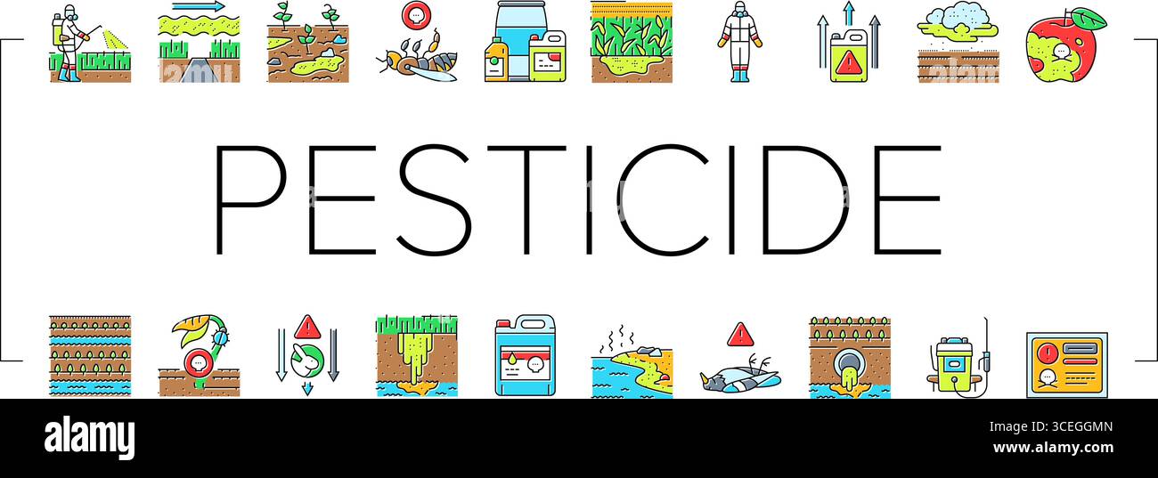 pesticide pollution agriculture icons set vector Stock Vector Image ...