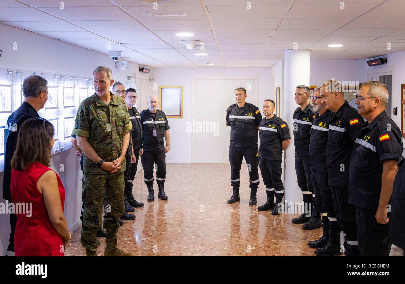 Spanish King Felipe VI during a visit to the UME in Madrid. August 17 ...