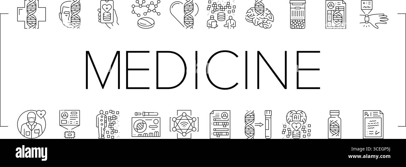 personalized medicine genomics icons set vector Stock Vector Image ...