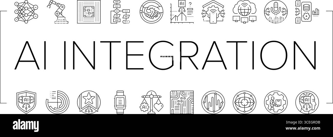 ai integration automation icons set vector Stock Vector Image & Art - Alamy