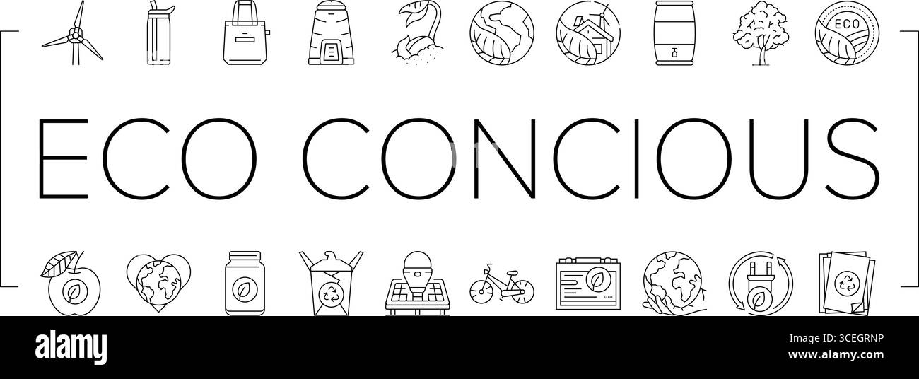 eco conscious sustainability icons set vector Stock Vector Image & Art ...