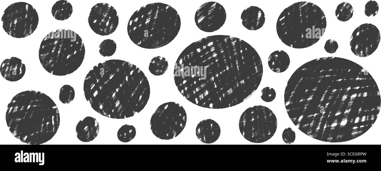 Circle black figures by charcoal set. Polka dots marker stencils shapes ...