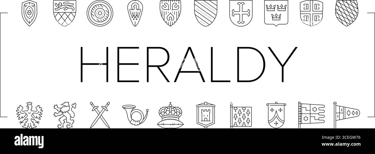 medieval heraldry shield icons set vector Stock Vector Image & Art - Alamy