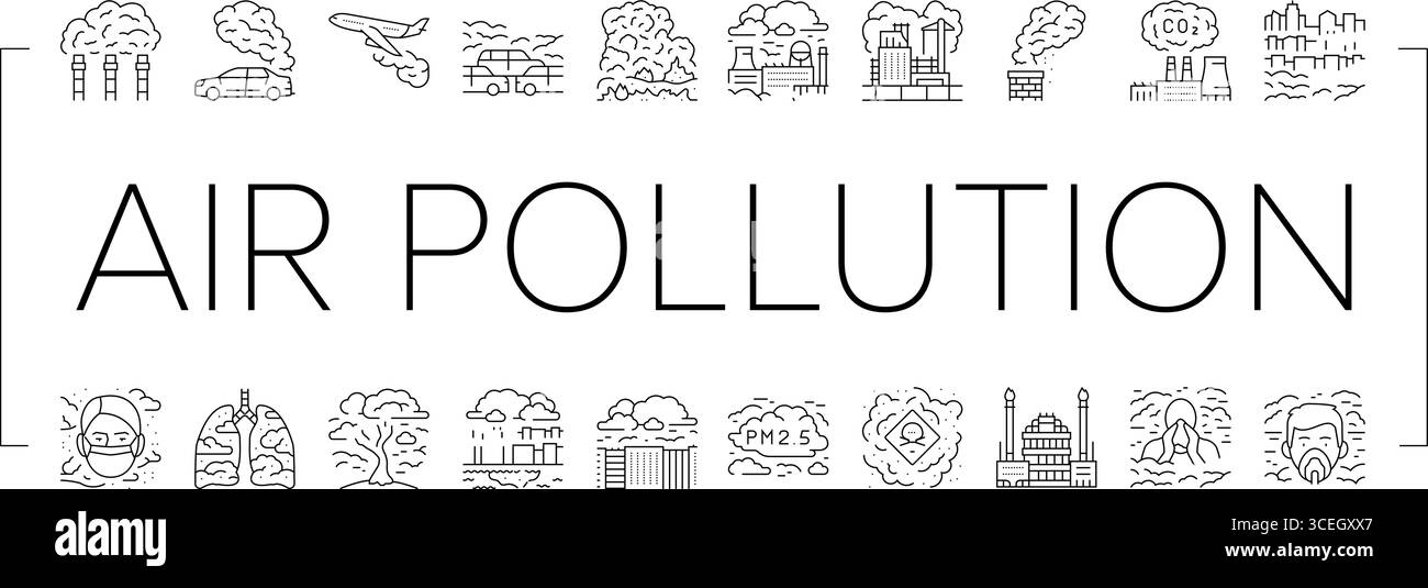 air pollution smog emissions icons set vector Stock Vector Image & Art ...