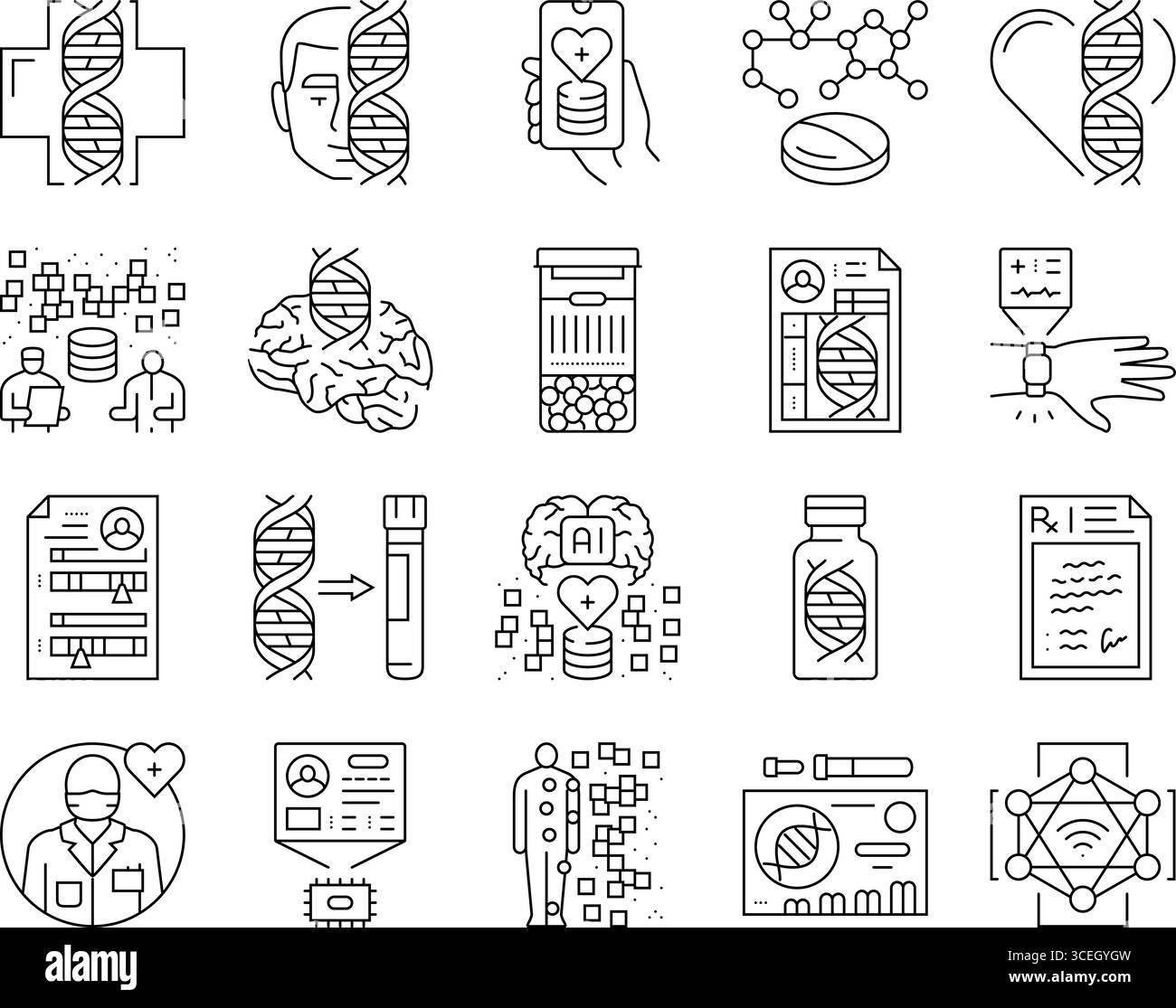 personalized medicine genomics icons set vector Stock Vector Image ...