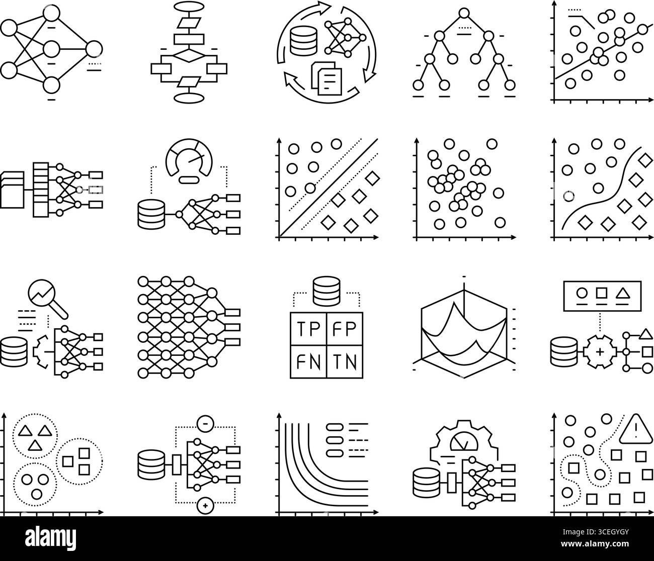 machine learning algorithm model icons set vector Stock Vector Image & Art - Alamy