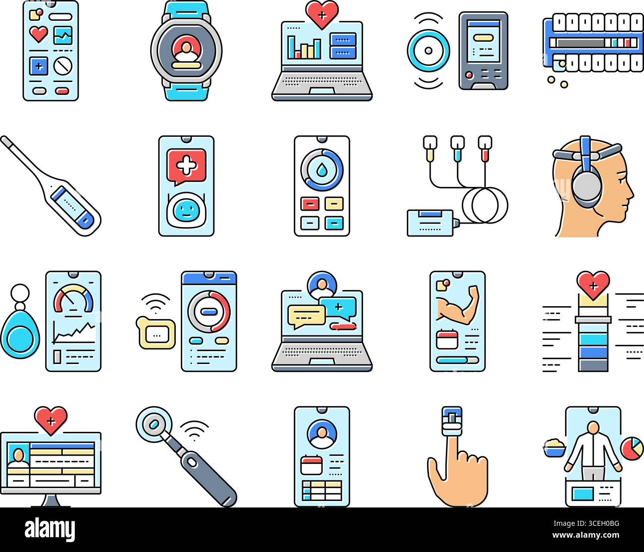 Health monitoring devices set Cut Out Stock Images & Pictures - Alamy