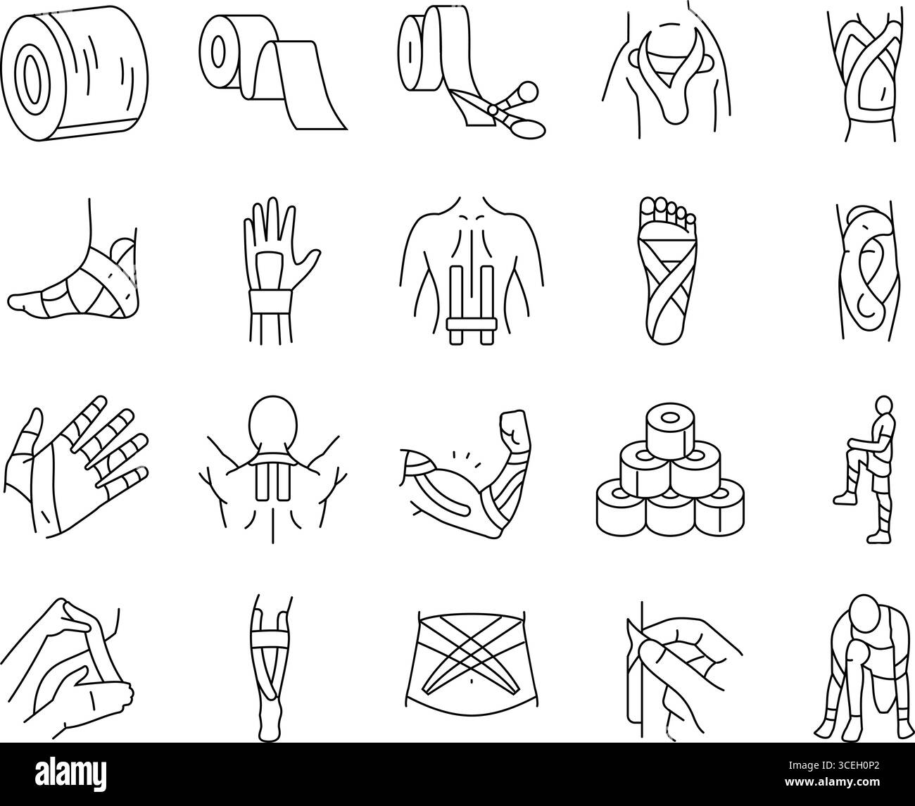 kinesio taping kinesiology icons set vector Stock Vector Image & Art ...
