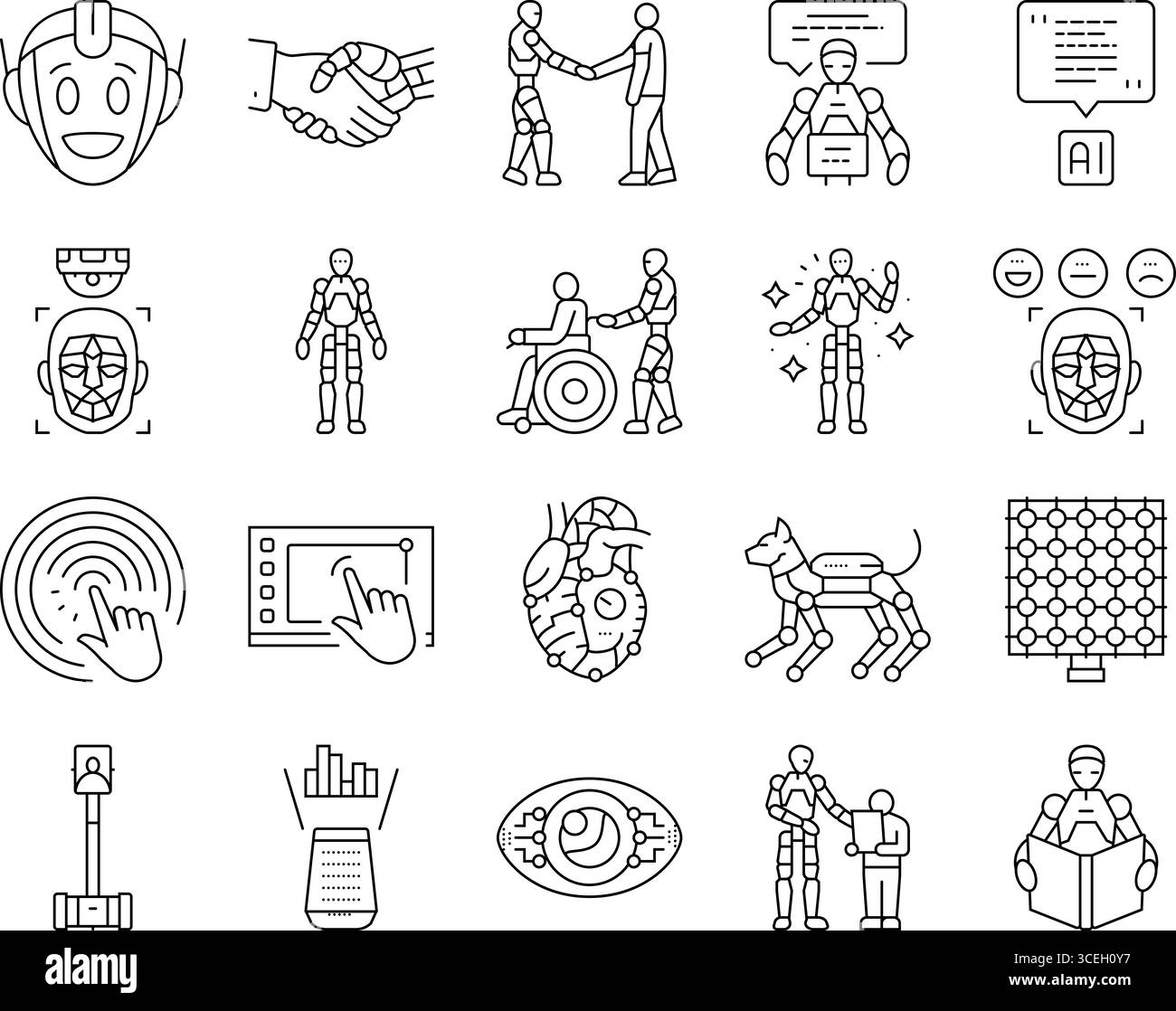 social robotics ai interaction icons set vector Stock Vector Image ...