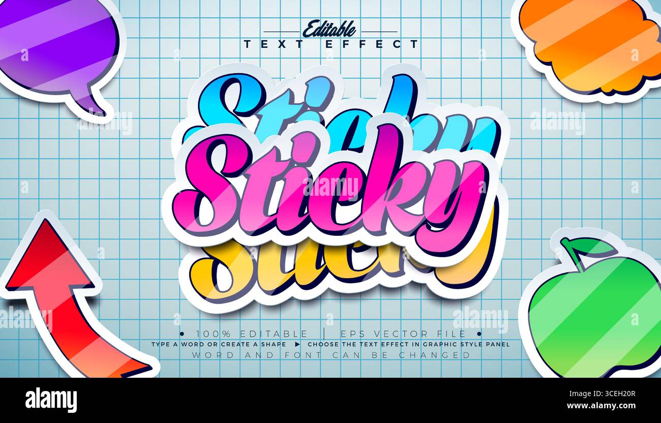 Sticker Text Effect Design Editable Illustrator Graphic Style with ...
