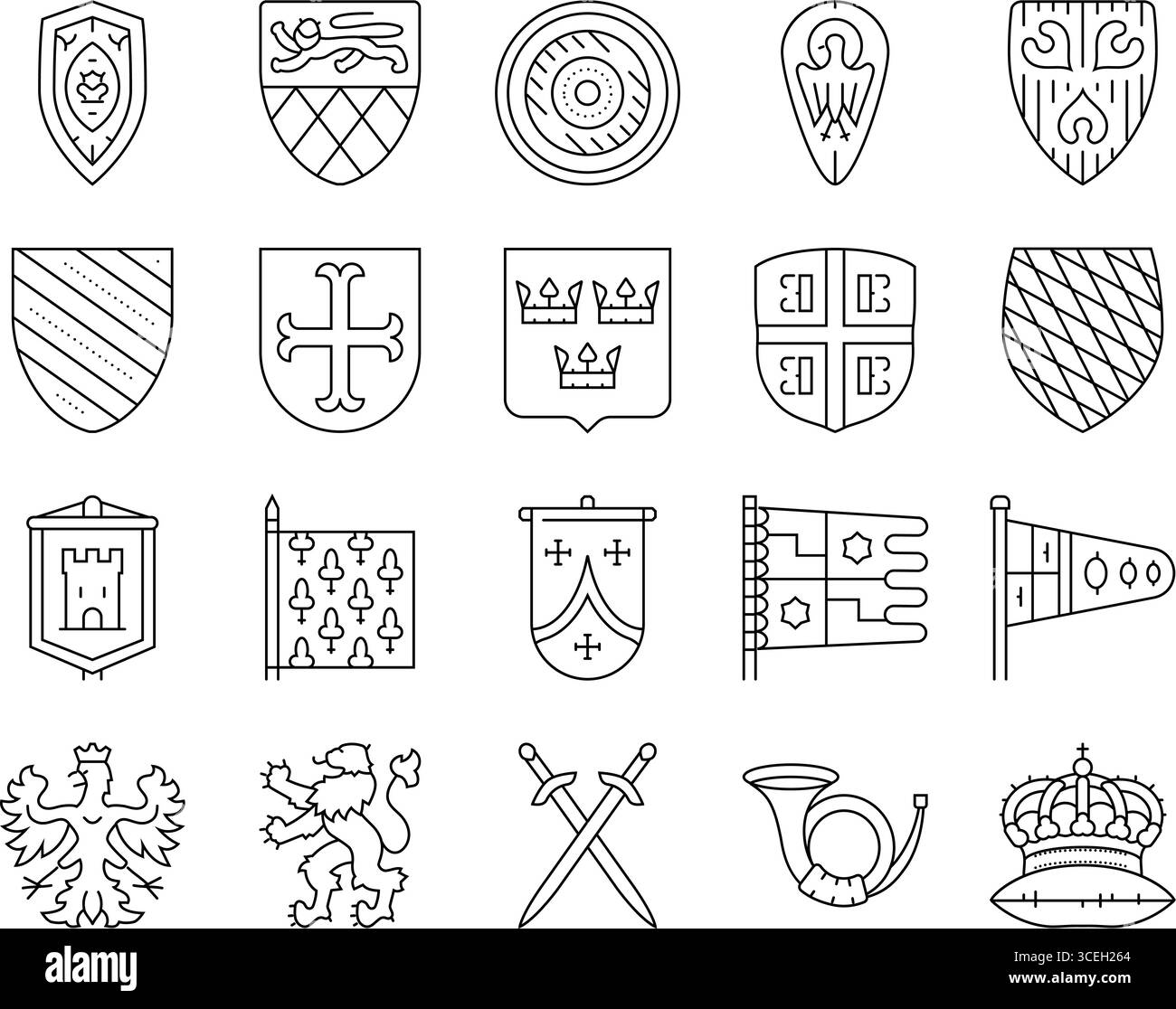 medieval heraldry shield icons set vector Stock Vector Image & Art - Alamy