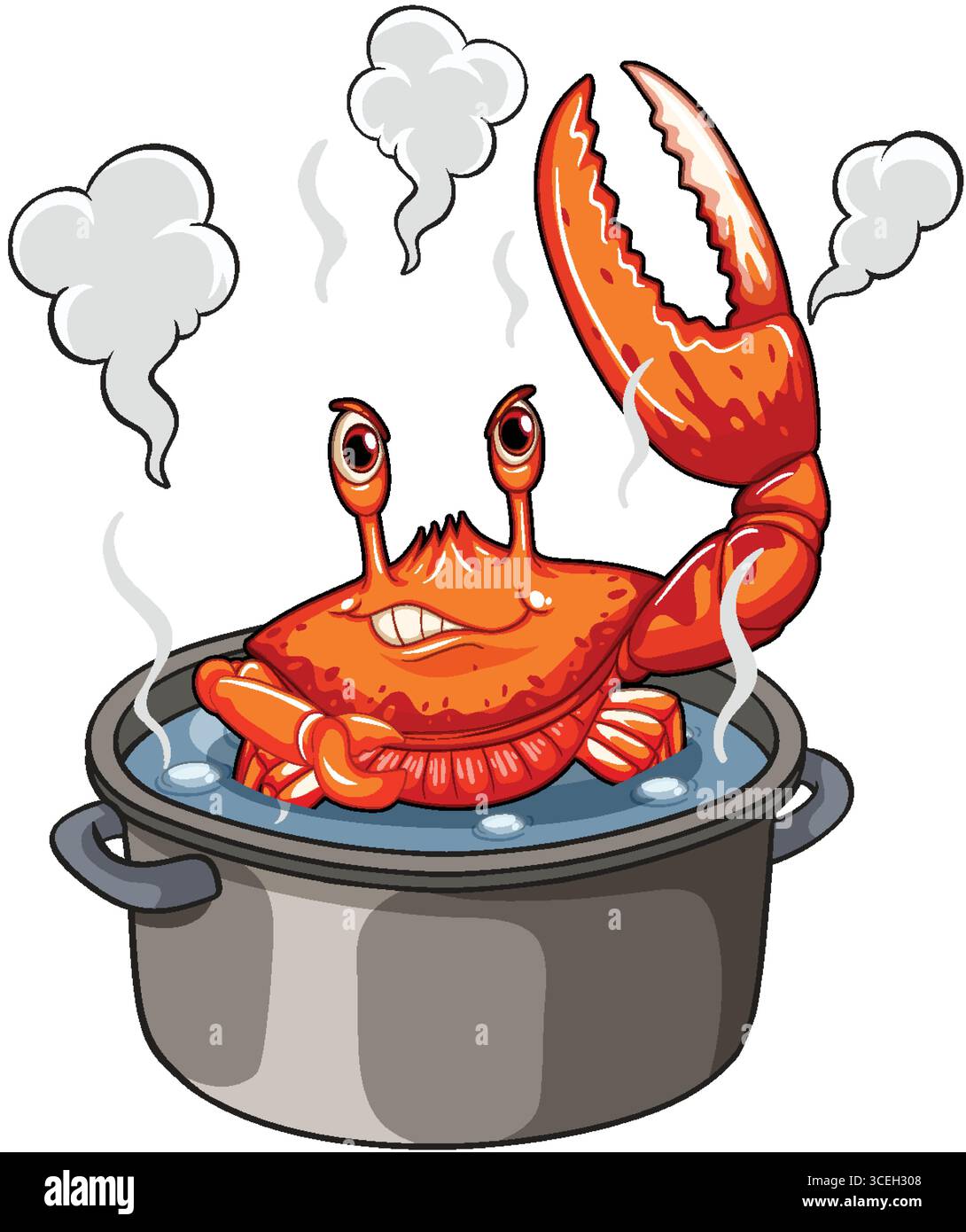 Vector illustration of an animated crab with expressive face in a ...