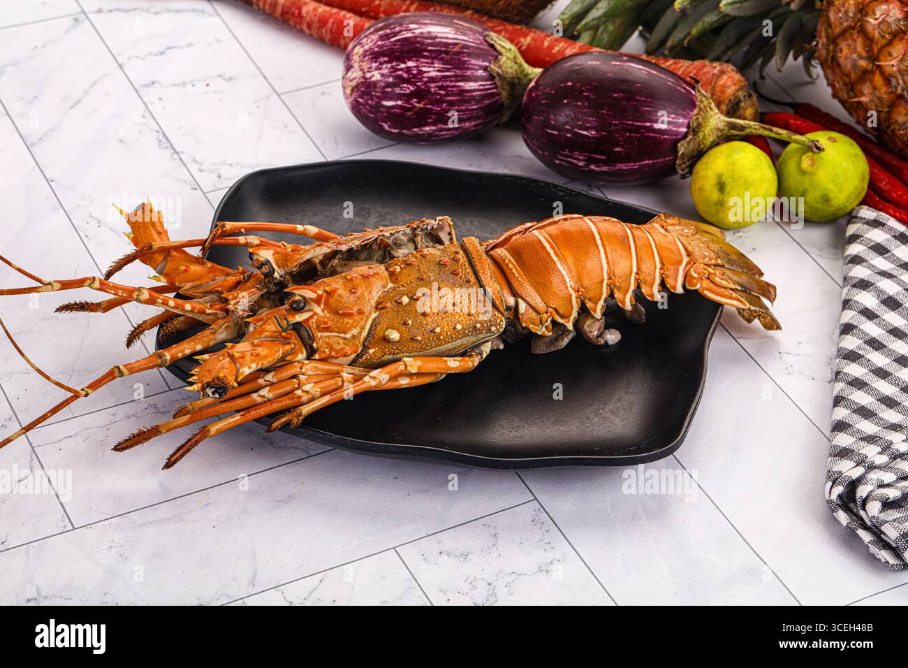 Luxury expensive boiled red spiny lobster Stock Photo - Alamy