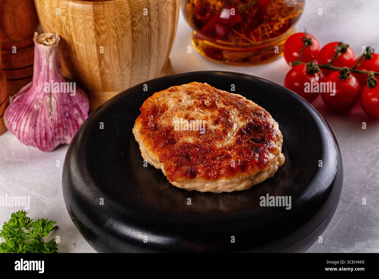 Gourmet Fried salmon minced fish cutlet Stock Photo - Alamy