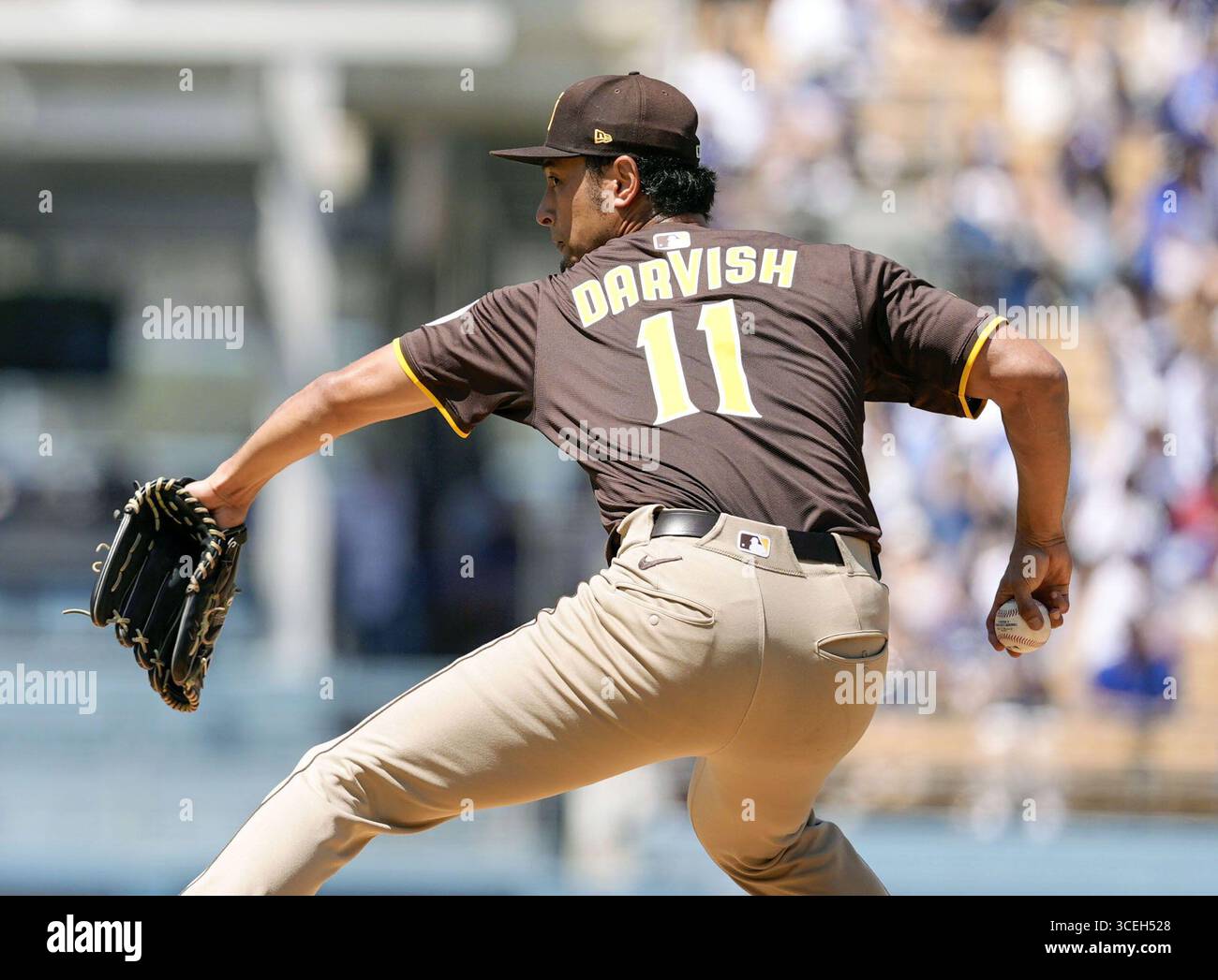 San Diego Padres starter Yu Darvish pitches against the Los Angeles ...