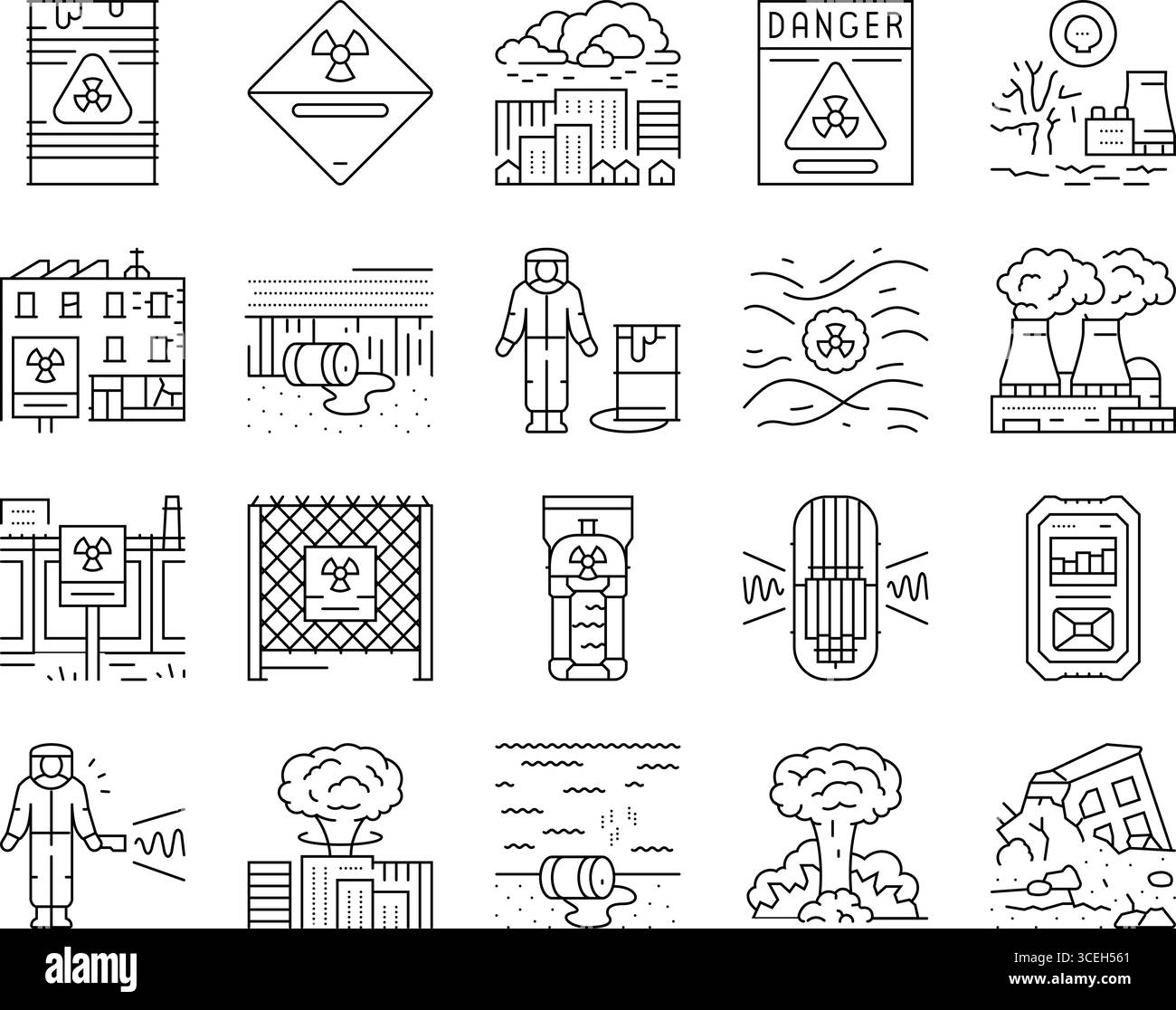 radioactive pollution icons set vector Stock Vector Image & Art - Alamy