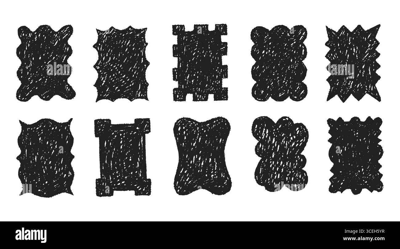Black Square Shapes With Chalk Brush Texture Stock Vector Image & Art ...
