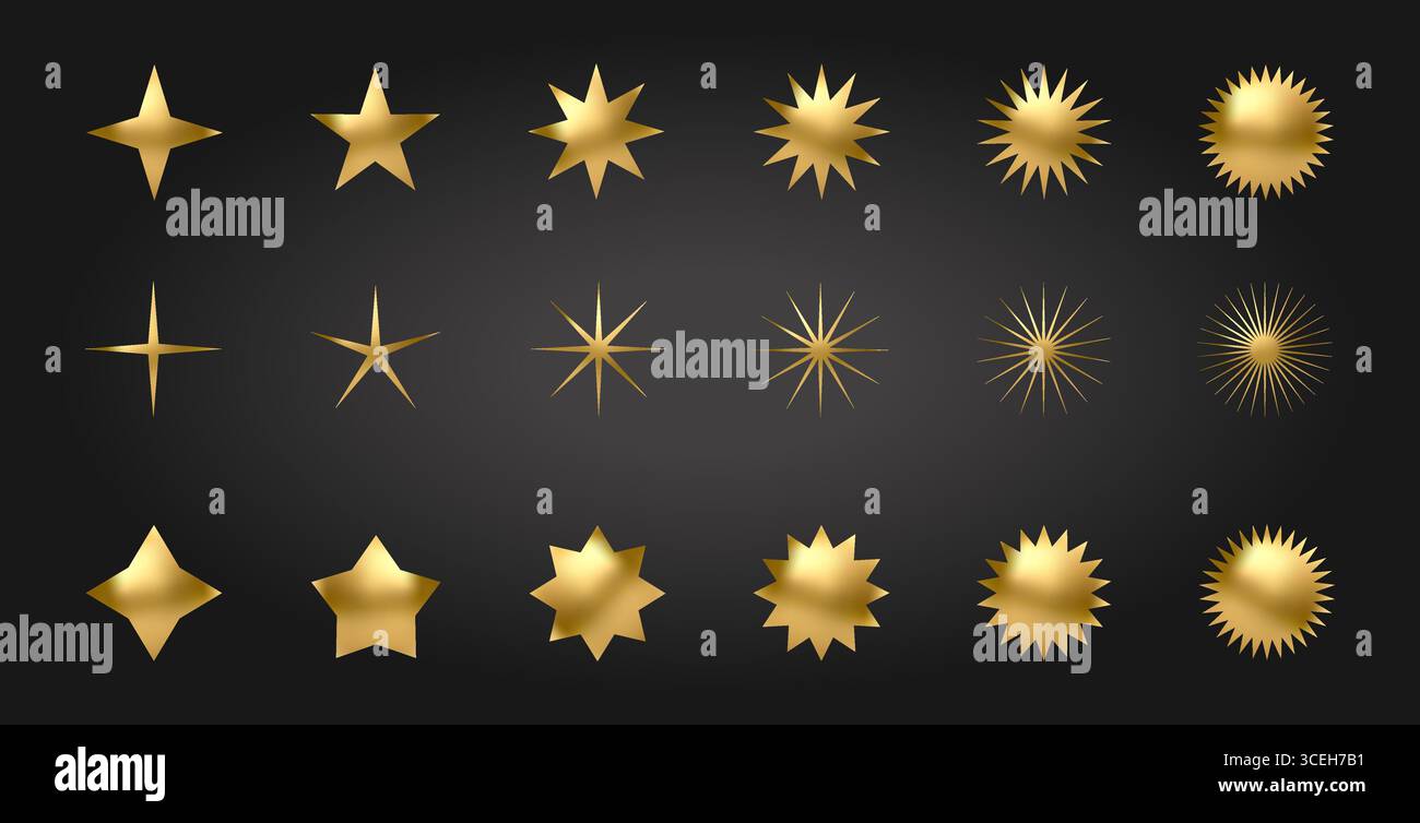 Gold Star icon set. Holiday stars art Stock Vector Image & Art - Alamy
