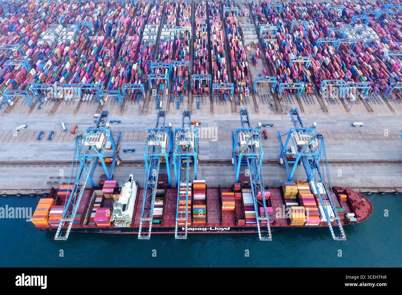 Aerial photo shows the Qingdao Port in Qingdao City, east China's ...