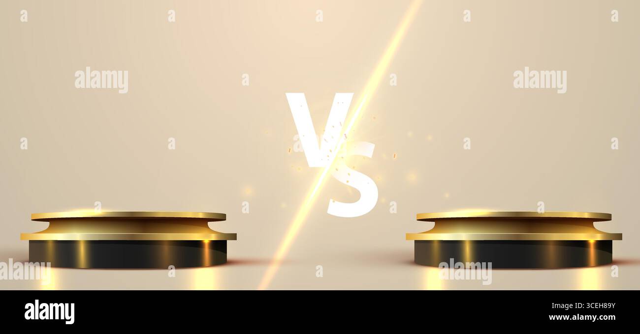 Modern versus background with podiums and rays effects. Vector ...