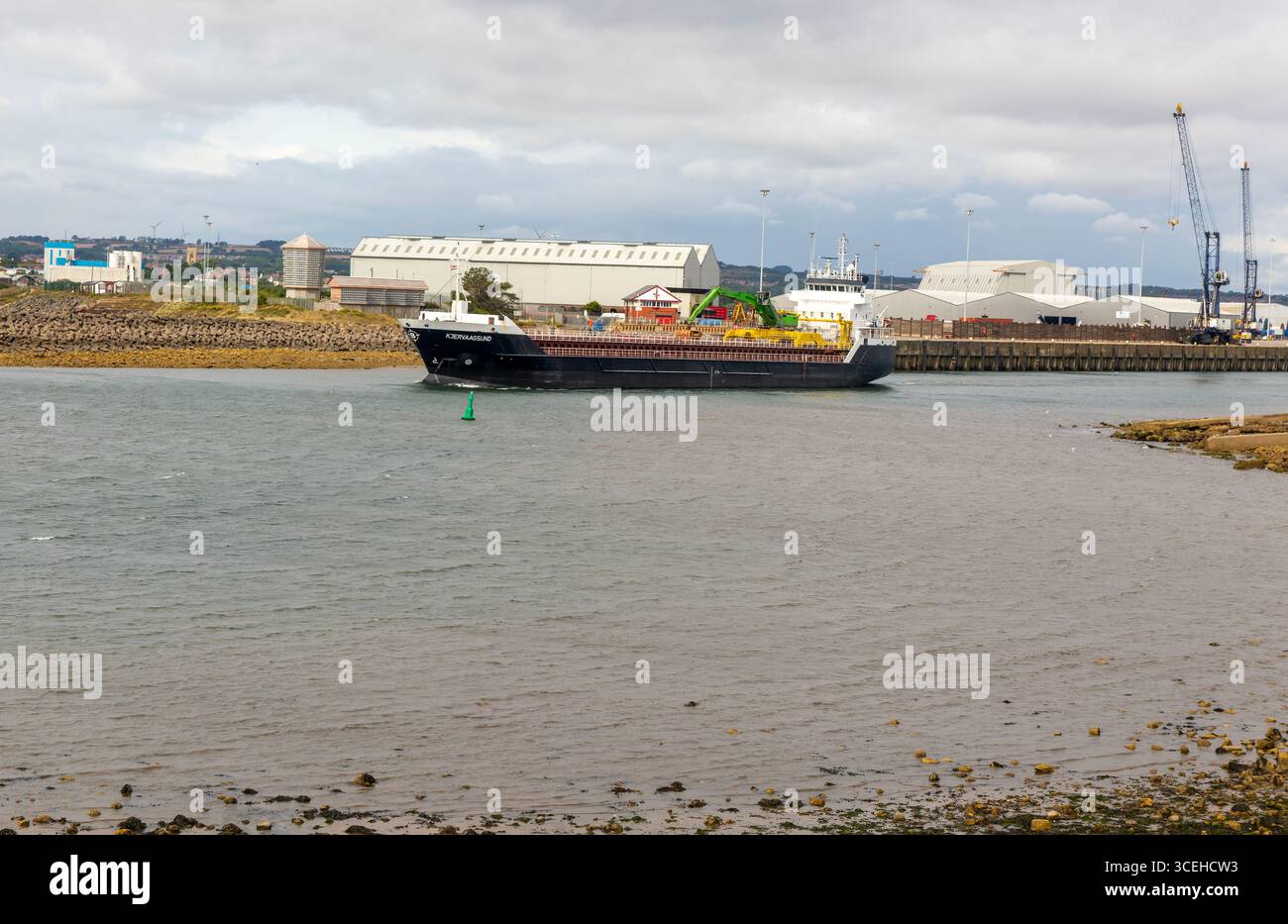 Kjervaagsund general cargo ship vessel leaving port of Hartlepool ...