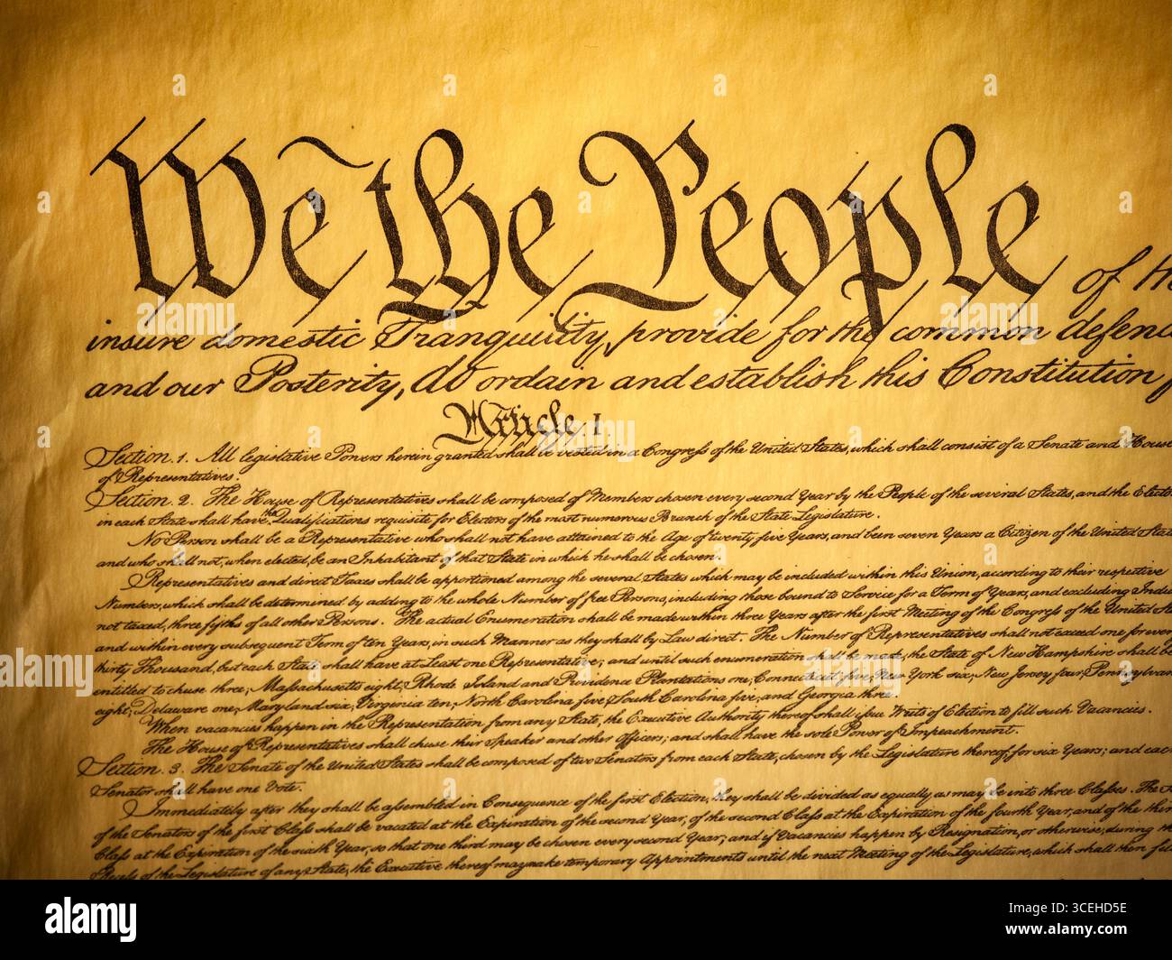 United States historic document showing Declaration of Independence or ...