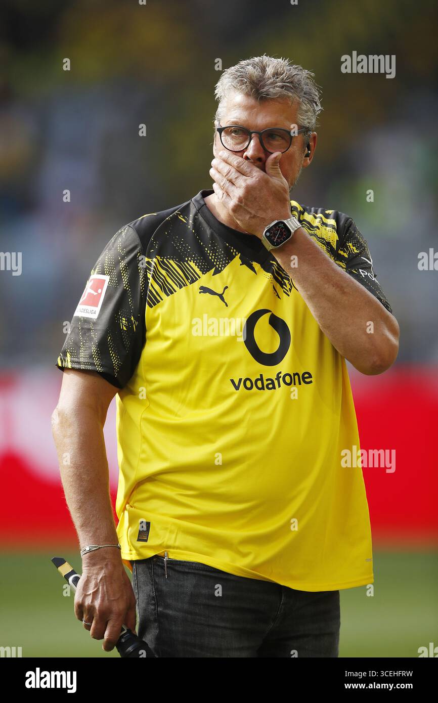 DORTMUND - Borussia Dortmund stadium announcer Norbert Dickel during a ...