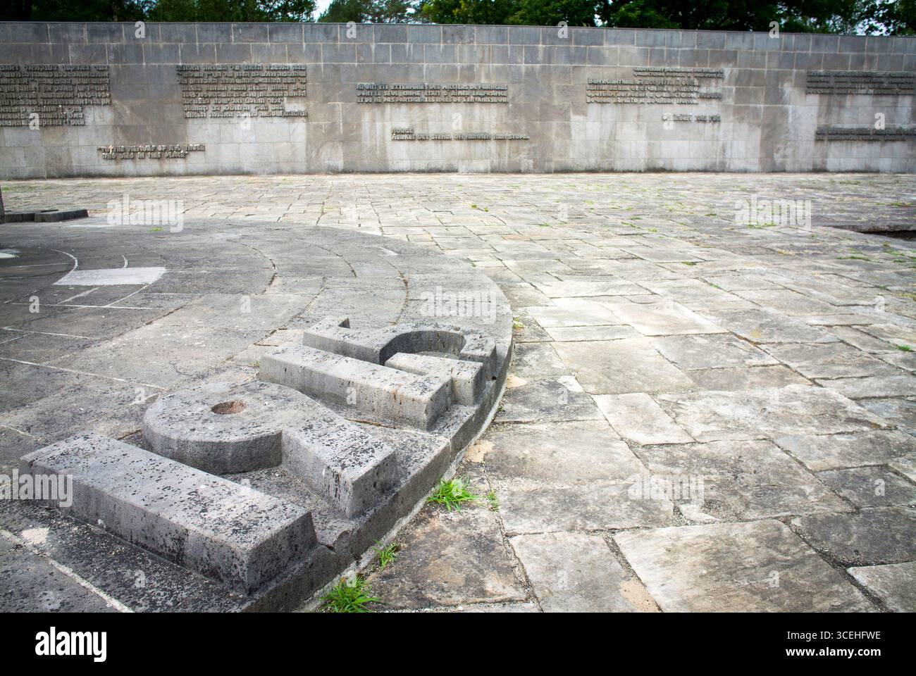 Cemetery on the historic camp grounds of Bergen Belsen containing ...
