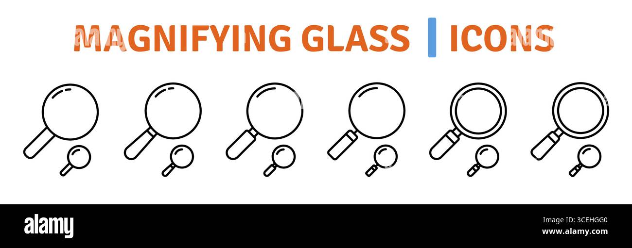 Magnifying glass in two sizes icon isolated on white background. Search ...