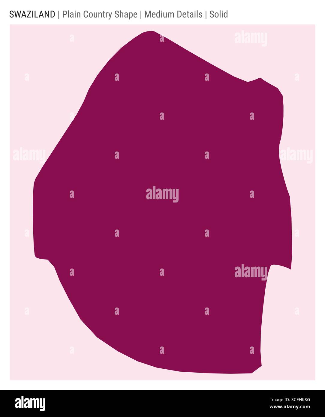 Swaziland plain country map. Medium details. Solid style. Shape of ...