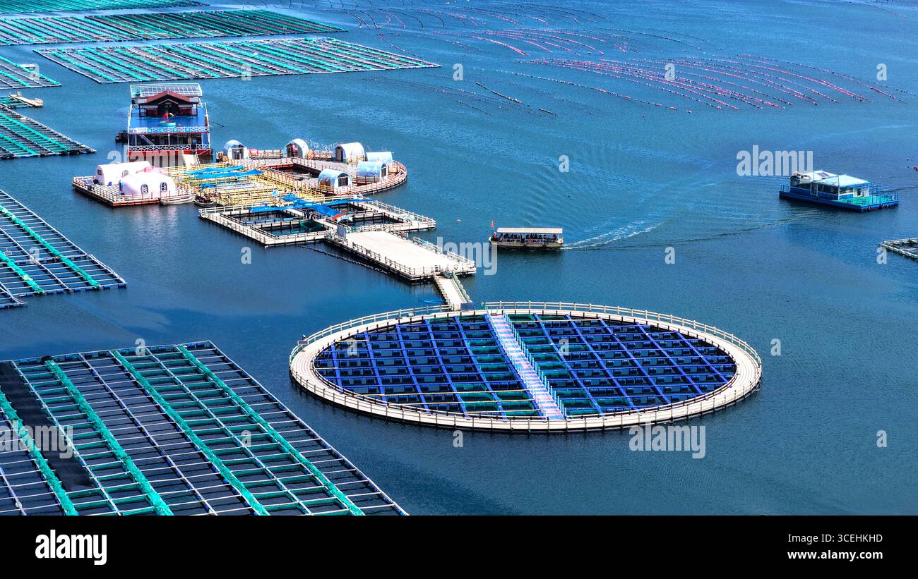Aerial photo shows the "marine granary" in Rongcheng City, east China's ...