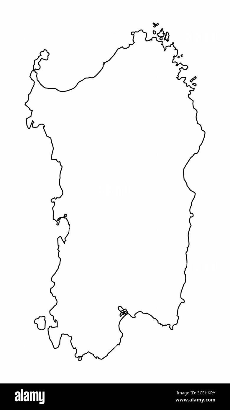 Sardinia outline map isolated on white background, Italy Stock Vector ...