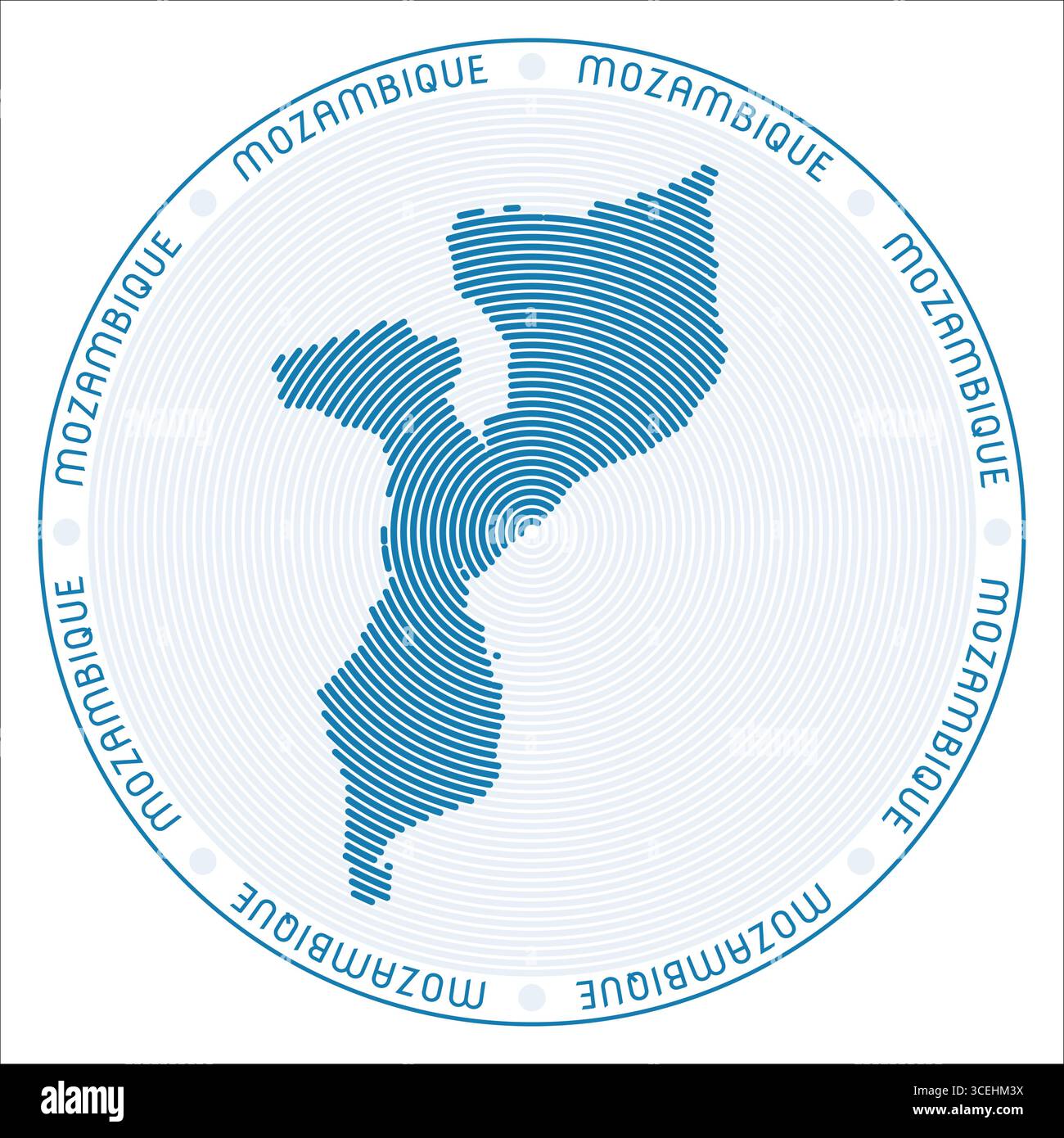 Mozambique round logo design. Country shape build of rings. Mozambique ...
