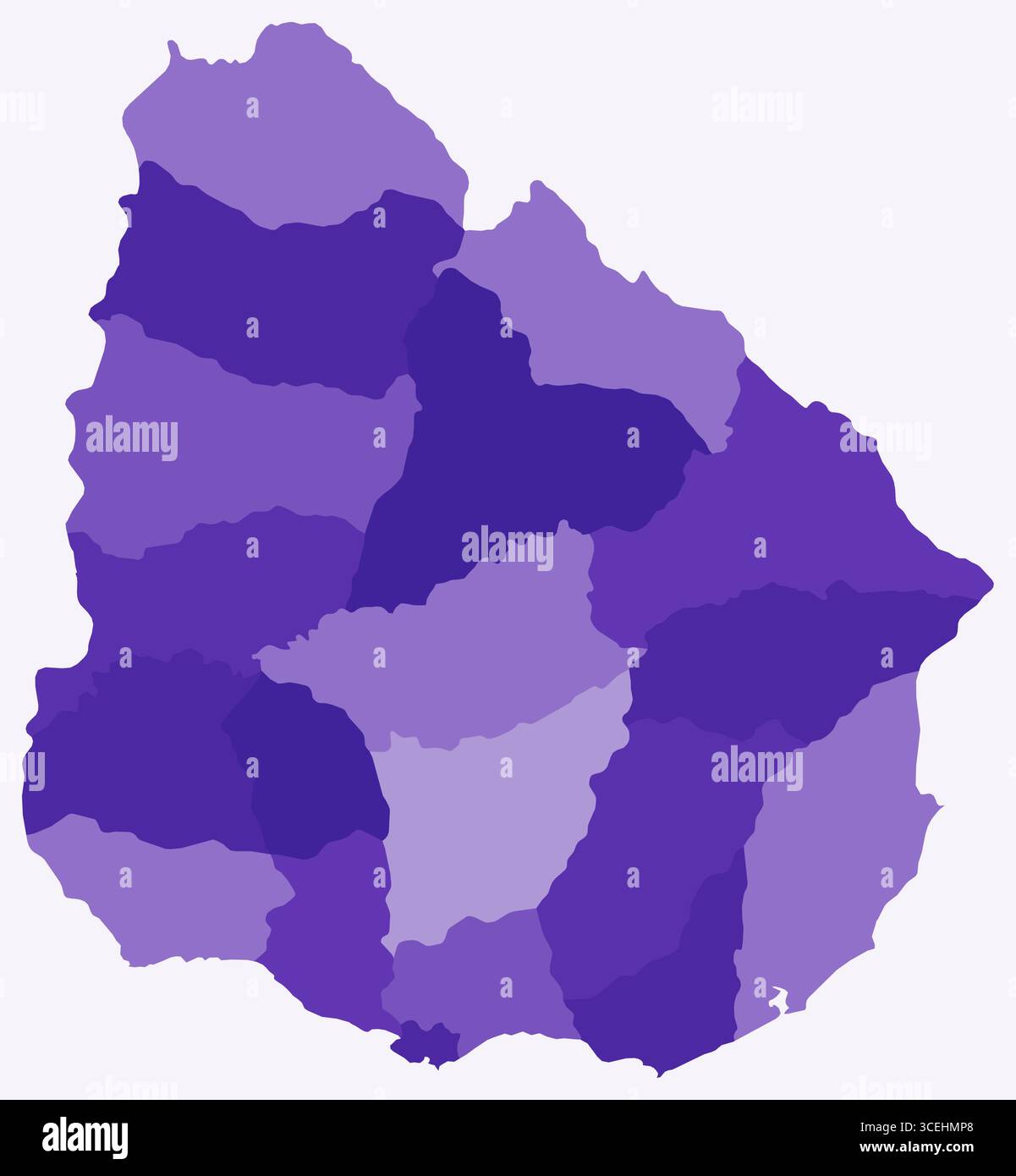 Map of Uruguay with regions. Just a simple country border map with ...