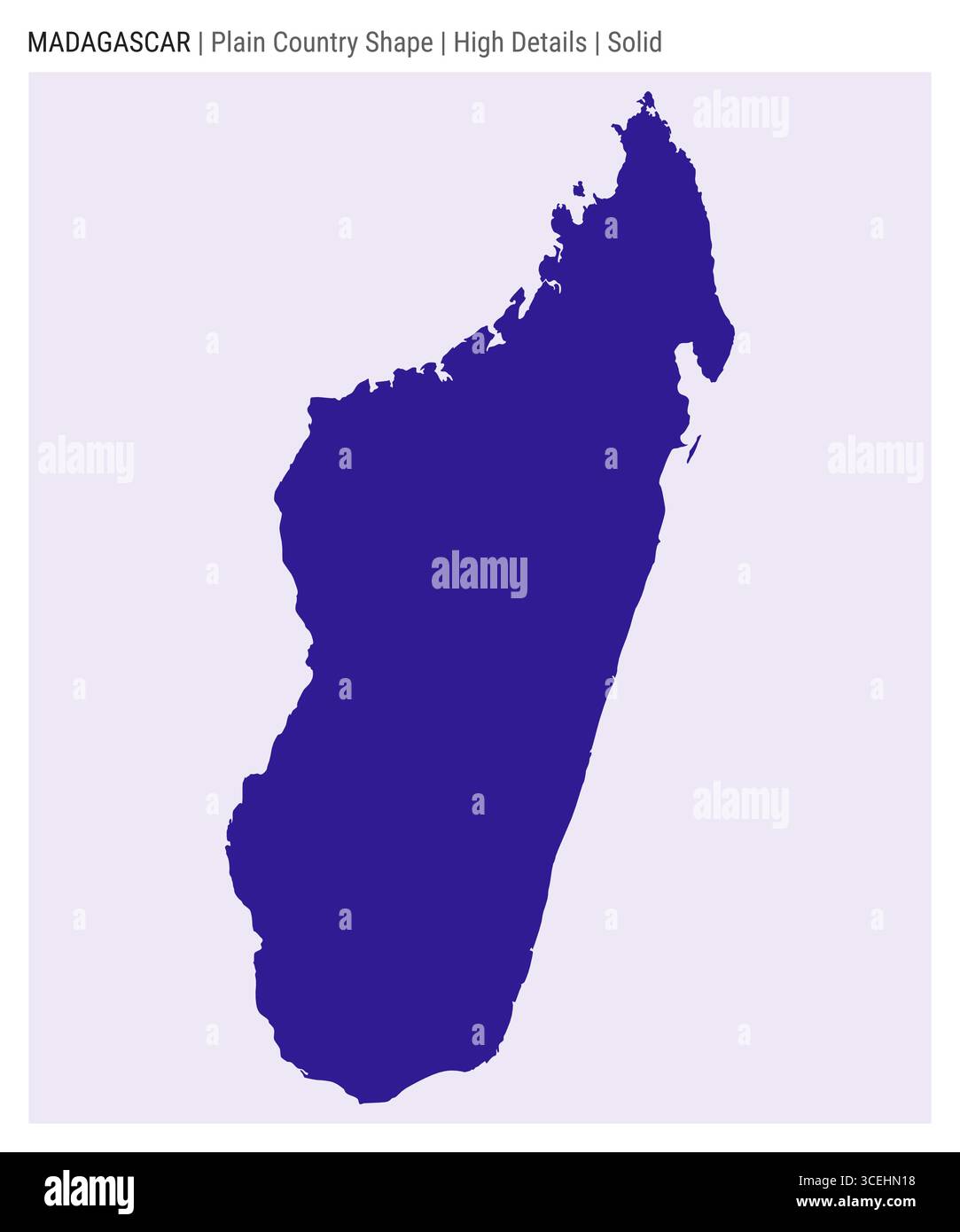 Madagascar plain country map. High details. Solid style. Shape of ...