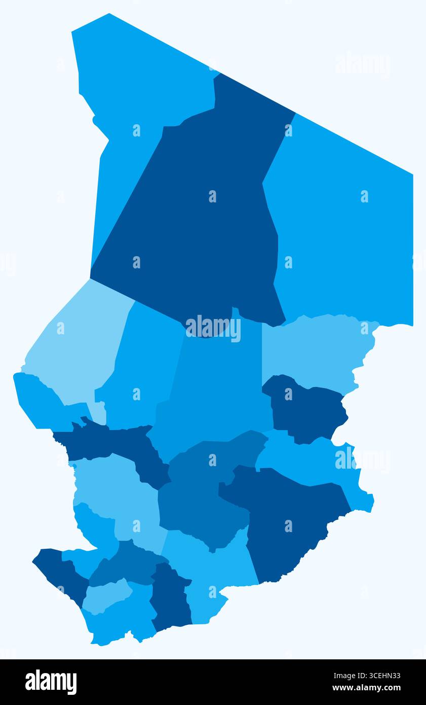 Map of Chad with regions. Just a simple country border map with region ...