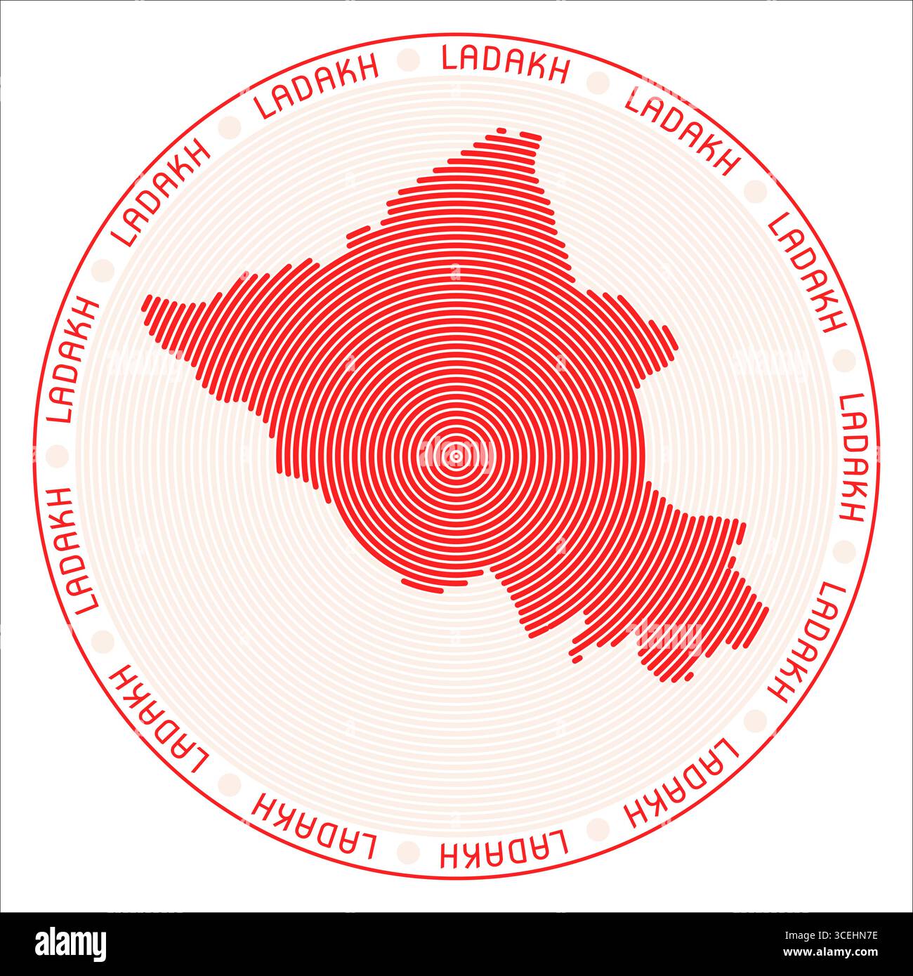 Ladakh round logo design. State shape build of rings. Ladakh text ...