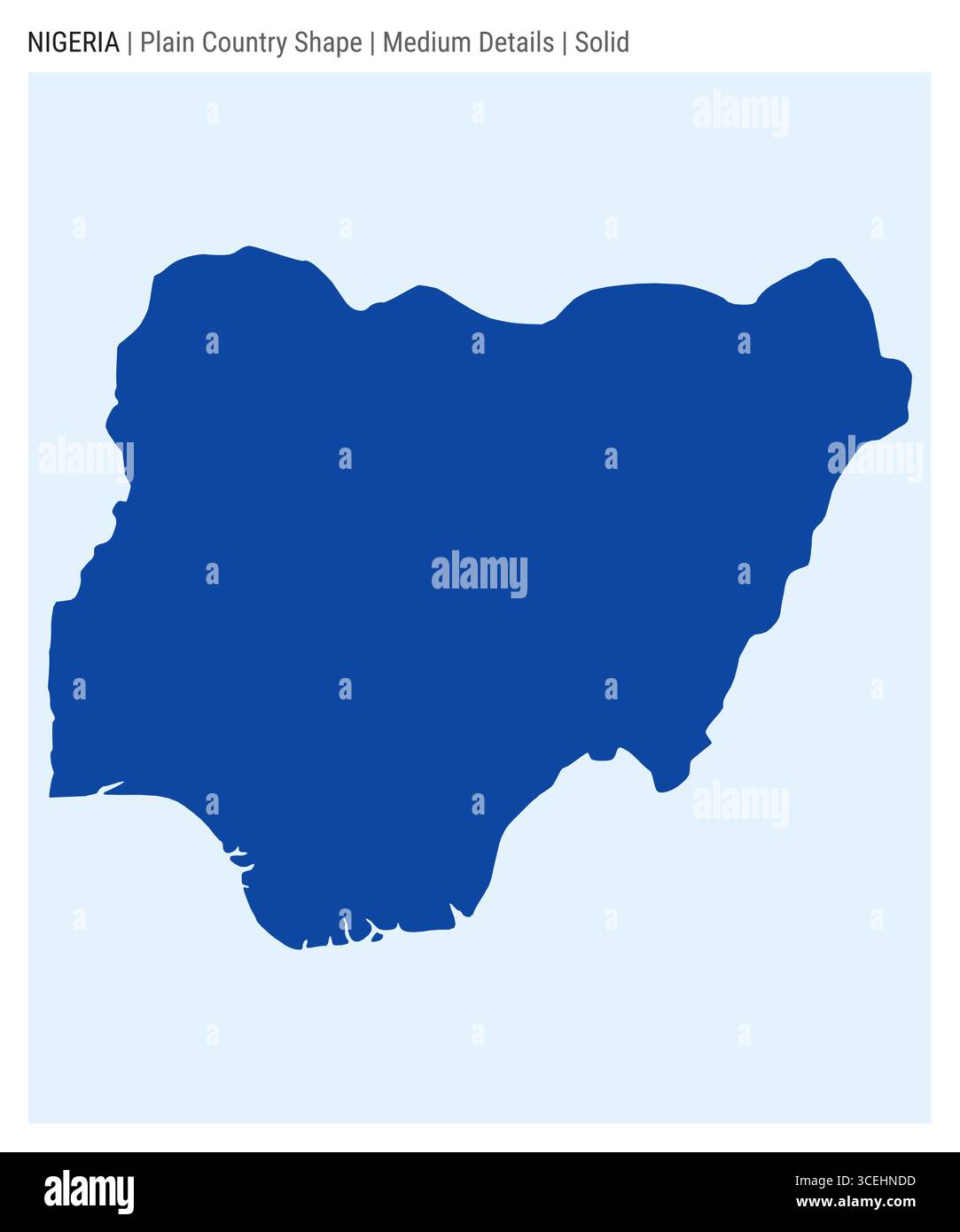 Nigeria plain country map. Medium details. Solid style. Shape of ...