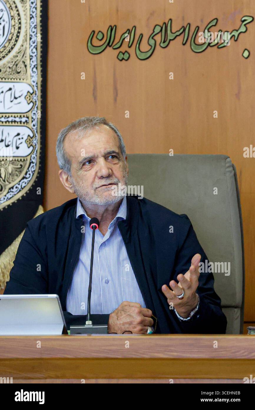 Iranian President, Masoud Pezeshkian, chairs an Iranian Cabinet meeting ...
