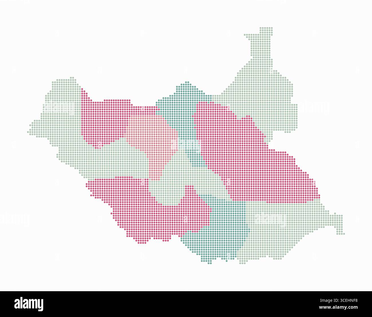 South Sudan dotted map. Digital style map of the country on white ...