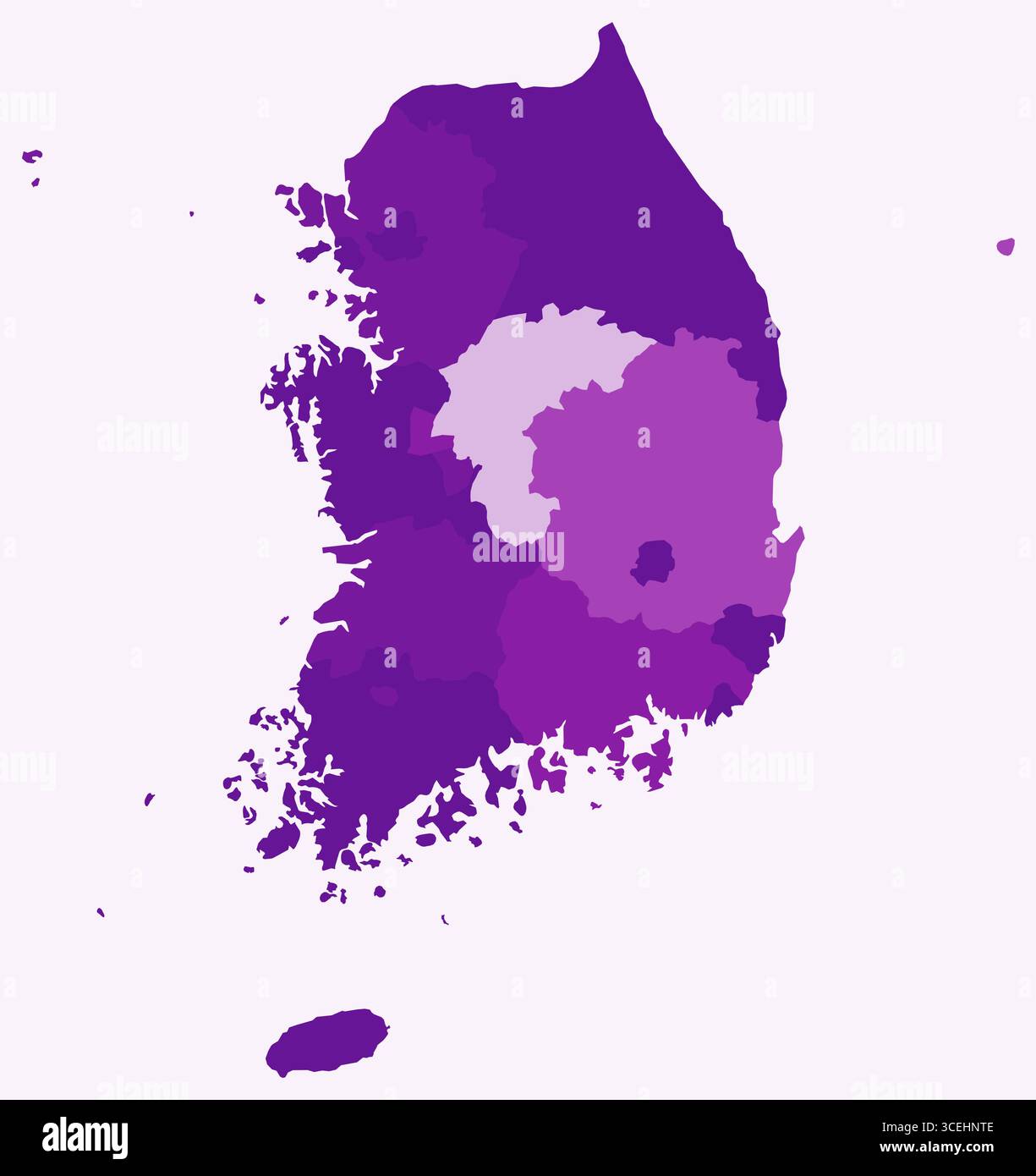 Map of the Republic of Korea with regions. A simple country border map ...