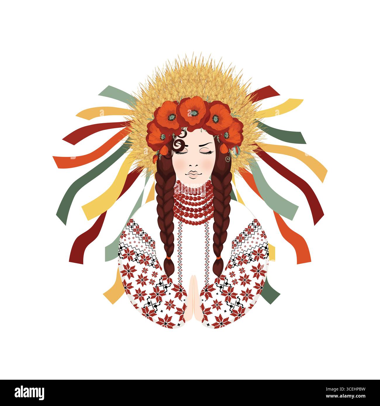 Vector illustration peaceful woman Cut Out Stock Images & Pictures - Alamy