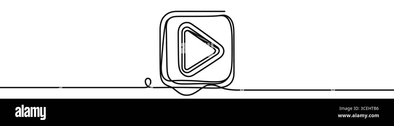 Play button icon. Continuous one line drawing of play button. Play ...