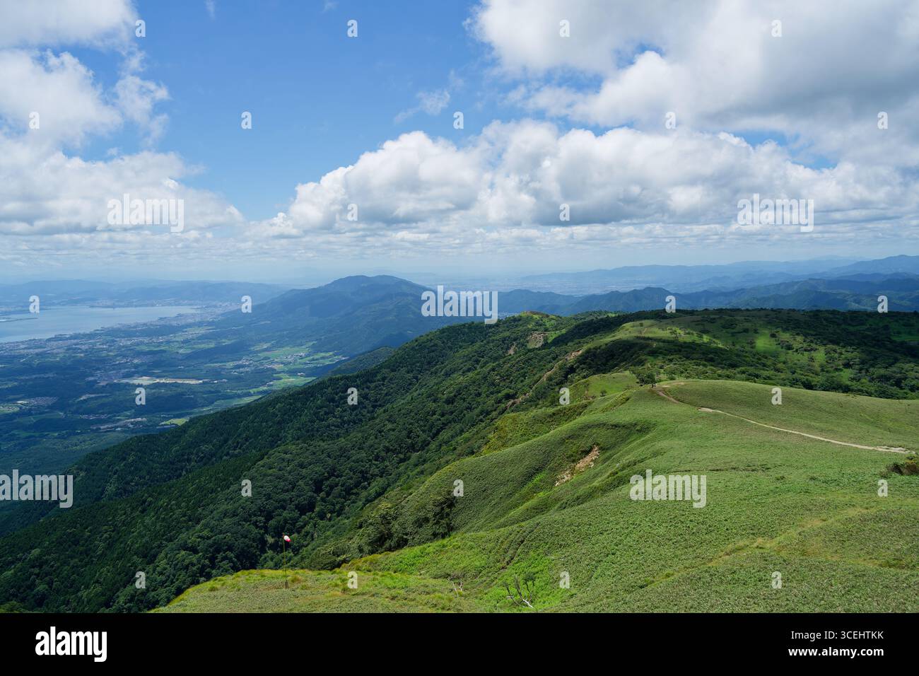 A view of Lake Biwa from the top of Mt. Horai in Shiga Prefecture ...